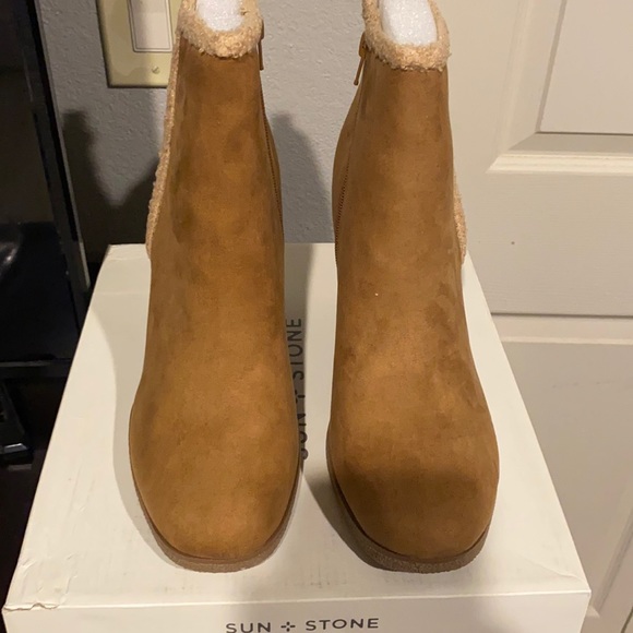 Sun & Stone | Shoes | Sun Stone Camellia Tan Mc Wedge Boots | Poshmark